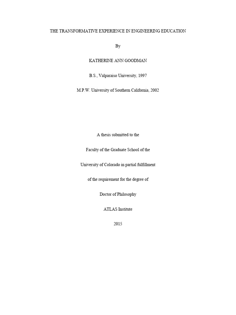 The Transformative Experience in Engineering Eduaction | PDF | Experience | Perception