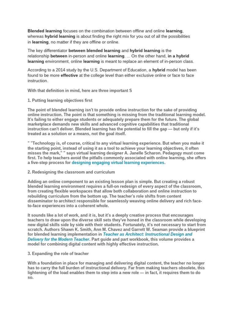 Blended learning | PDF | Educational Technology | Learning