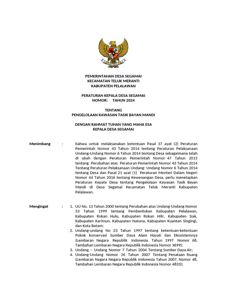 Draft Perdes Tasik Bayan Mandi | PDF