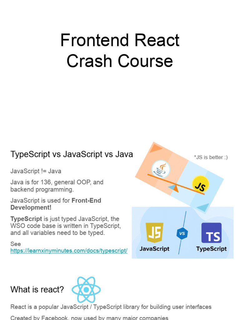 Frontend React Crash Course 1 Pdf Java Script Computer Science