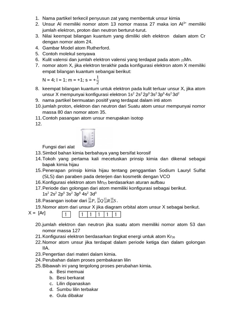 Kisi-Kisi Soal Kimia Fase e | PDF