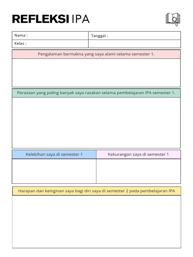 Learning Reflection Planner Document Colorful in Modern and Simple Style | PDF