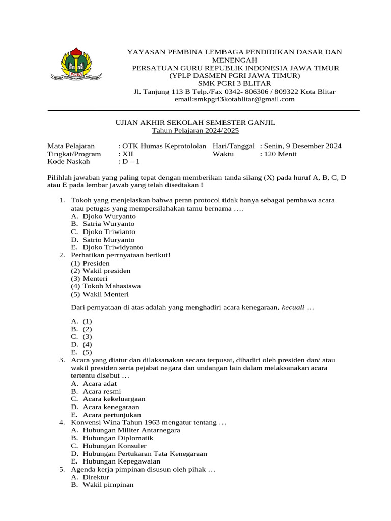 UAS OTK Humas dan Keprotokolan | PDF