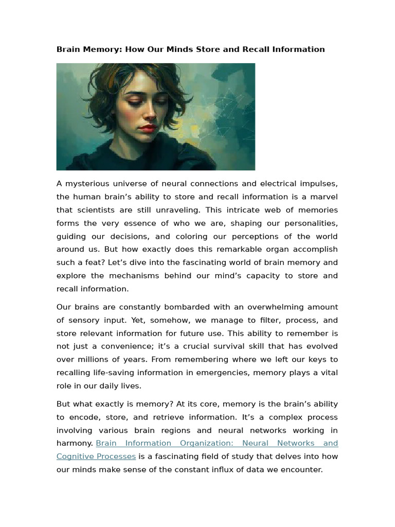 Brain Memory - How It Works To Recall Information | PDF | Memory | Brain