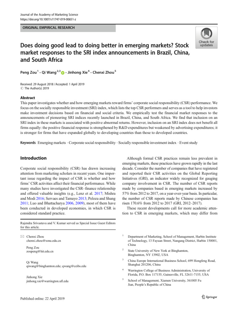 Does Doing Good Lead To Doing | PDF | Corporate Social Responsibility ...