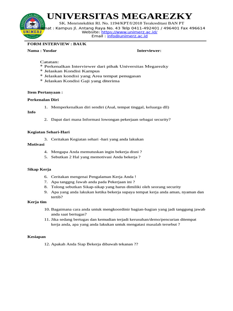 Form Interview Security | PDF