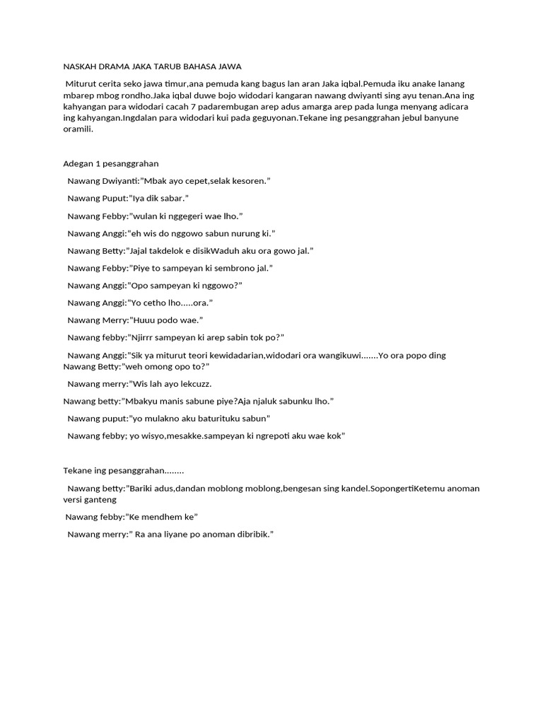 Naskah Drama Jaka Tarub Bahasa Jawa | PDF