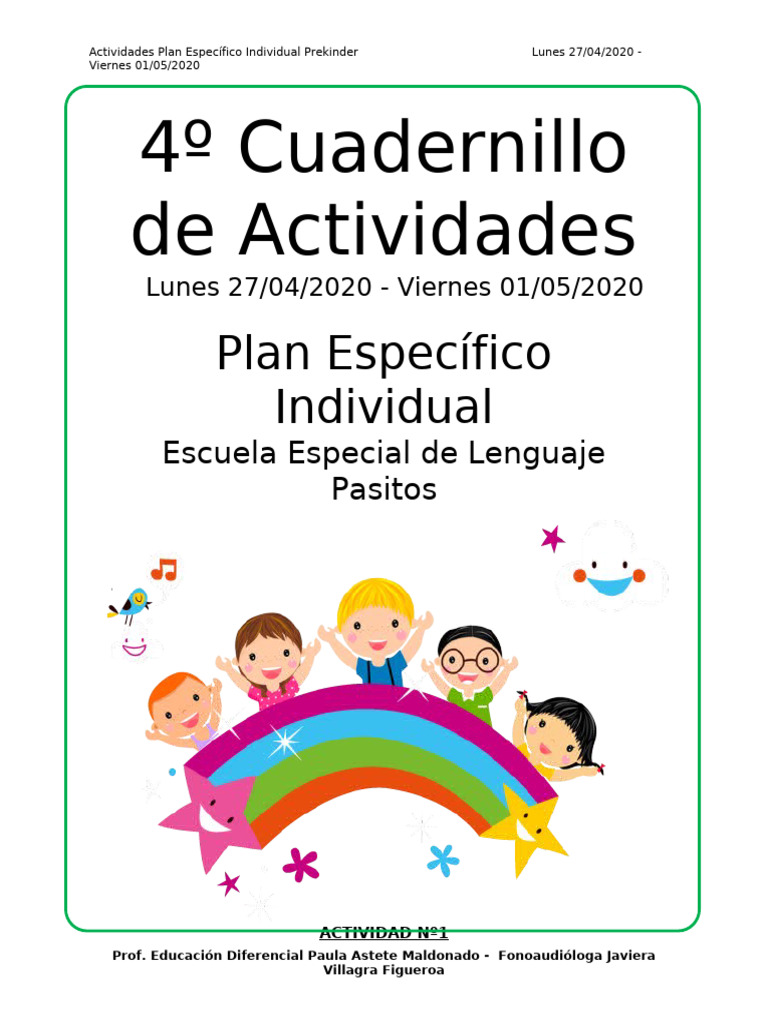 4º Cuadernillo de Actividades NT1 | PDF