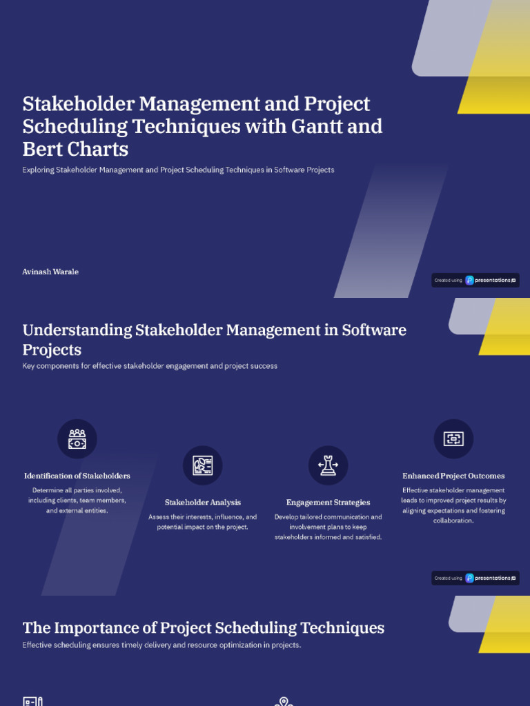 Stakeholder Management and Project Scheduling Techniques | PDF