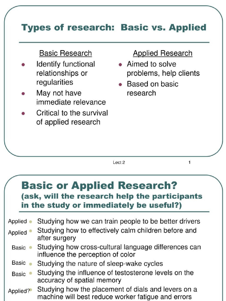 Basic vs. Applied Research | PDF