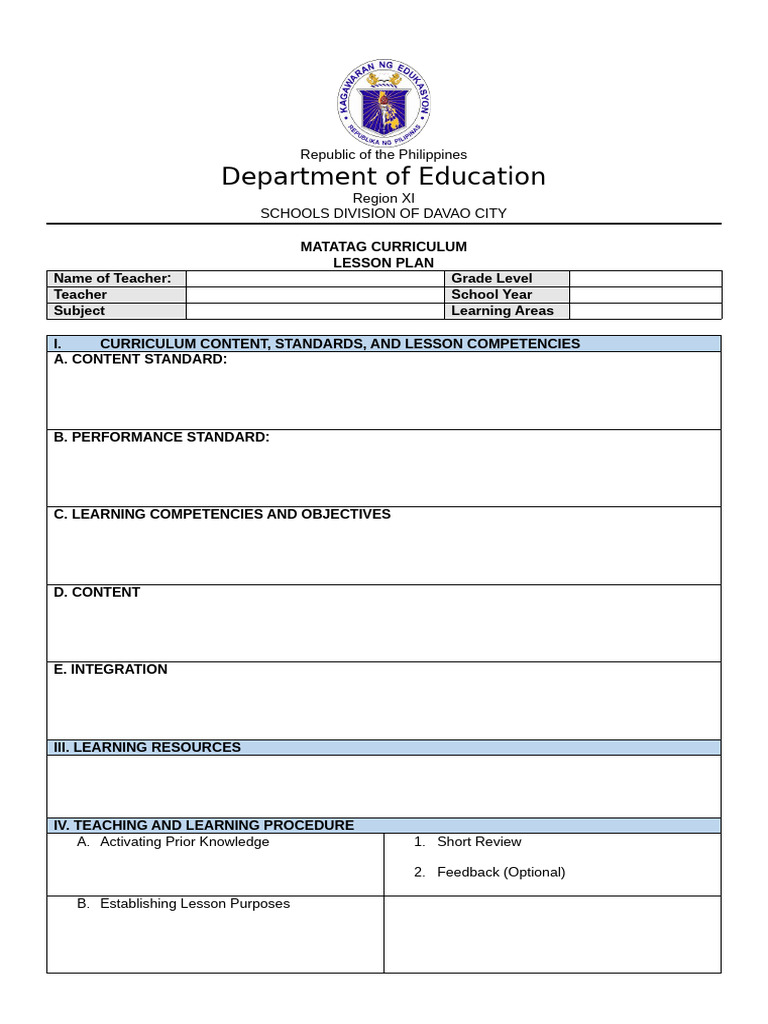 Matatag Curriculum LP | PDF
