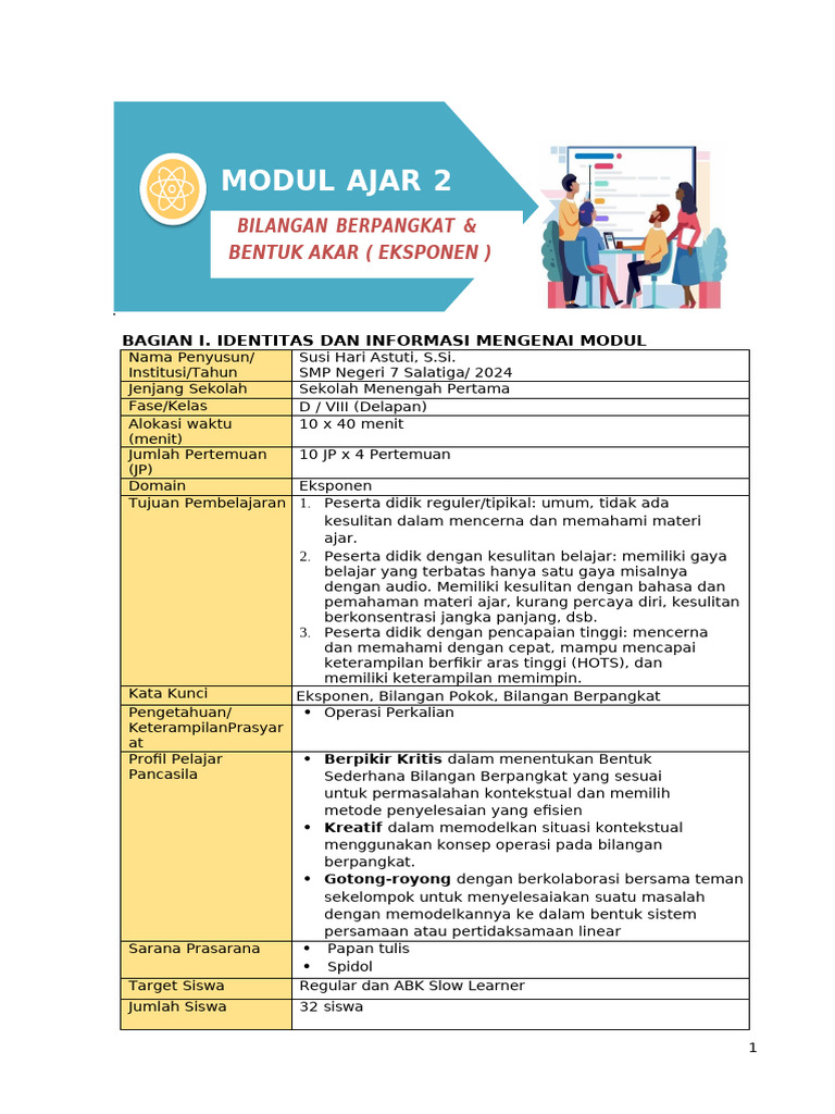 Modul Ajar 2 - Bilangan Berpangkat | PDF
