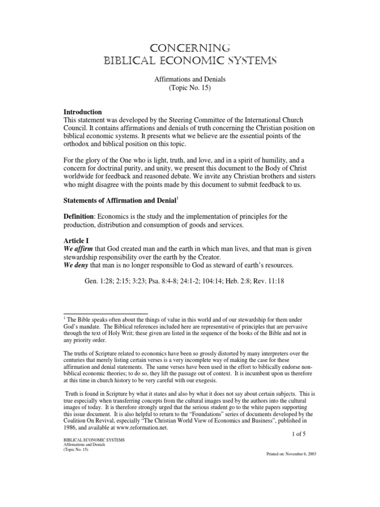 15 Biblical Economics A&d | PDF | Bible | Truth