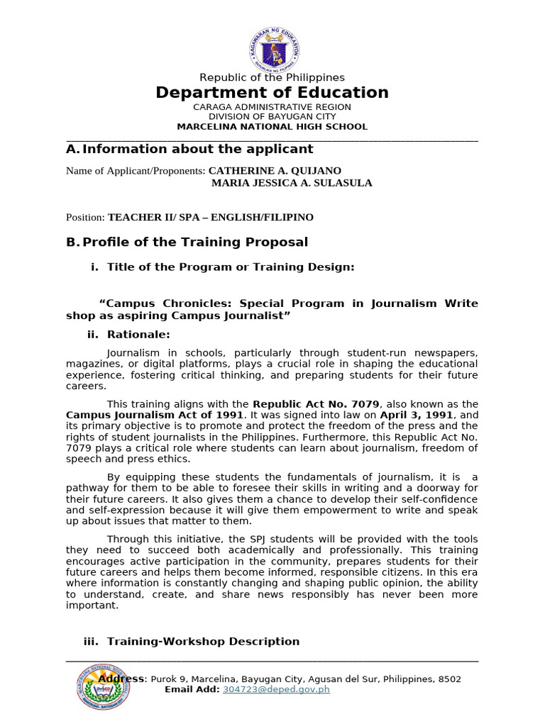 Inset Training-Proposal 2024 | PDF | Journalism | Human Communication