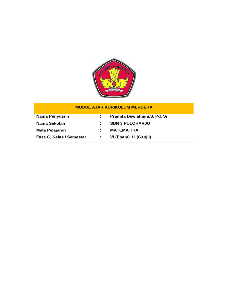 MODUL AJAR KURIKULUM MERDEKA dewi mat | PDF