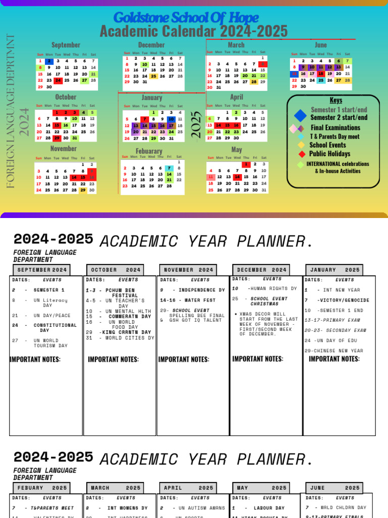 Academic Year Planner 2024-2025 | PDF | Observances | Academia