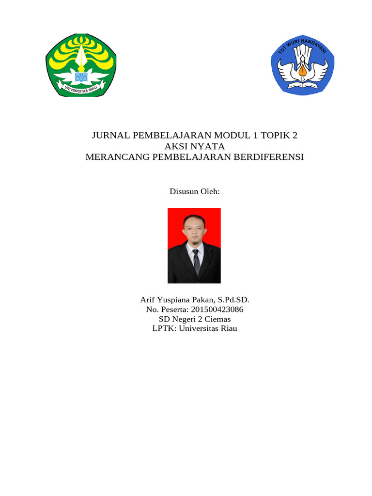 Jurnal Pembelajaran Modul 1 Topik 2 Arif Yuspiana PPG Unri | PDF