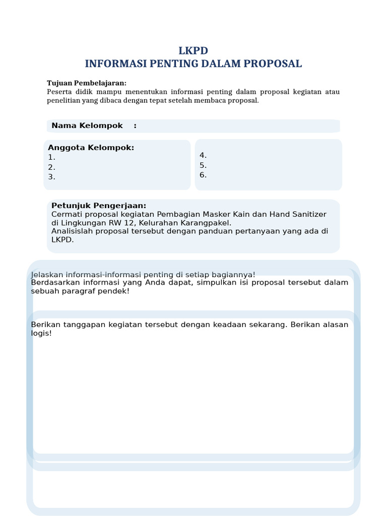 LKPD - Informasi Penting Dalam Teks Proposal | PDF