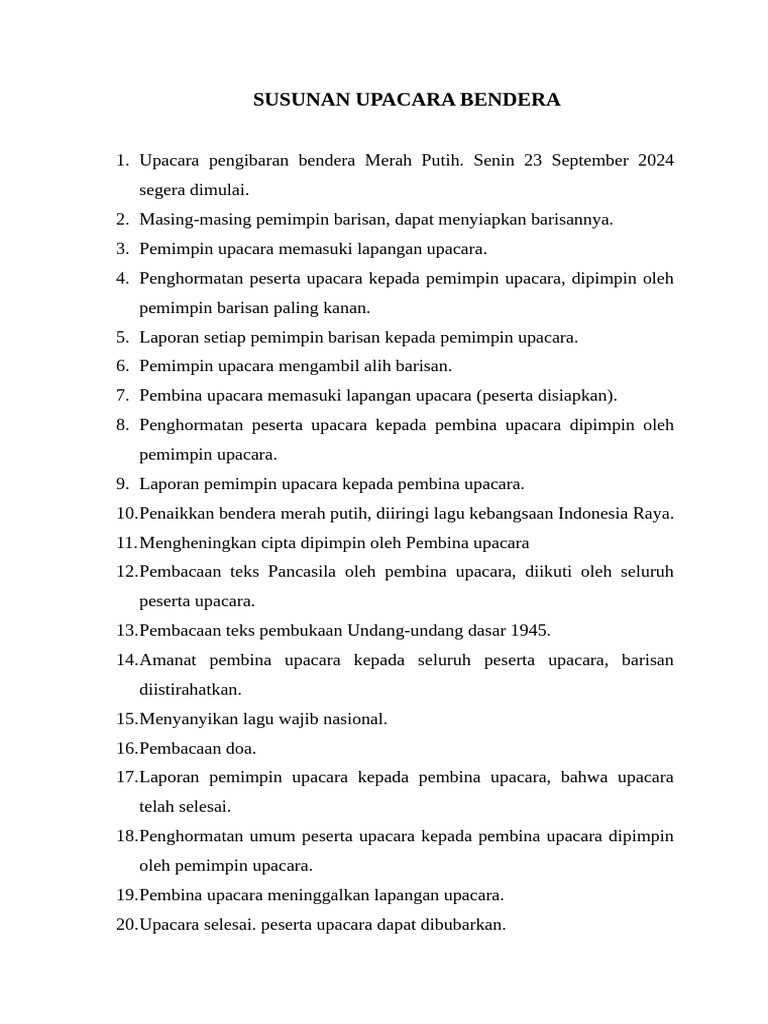 SUSUNAN UPACARA BENDERA | PDF