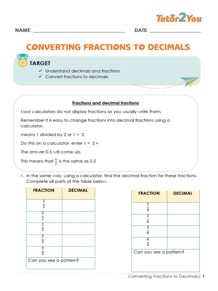 Converting Fractions To Decimals | PDF | Odds | Decimal