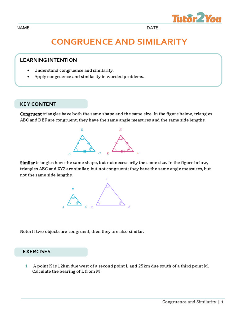 Congruence and Similarity | PDF | Ships | Geometry