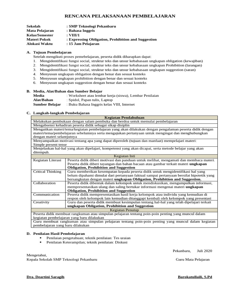 8 Mini RPP Bab 3 | PDF