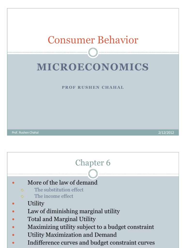Micro Economics - Consumer Behavior | Download Free PDF | Utility | Demand