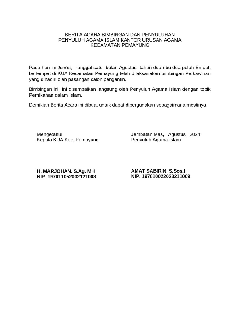 berita acara agus | PDF