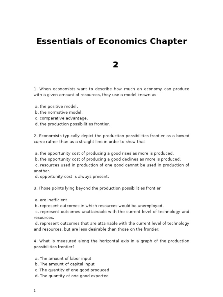 Basic Economics Understanding Test | PDF | Comparative Advantage ...