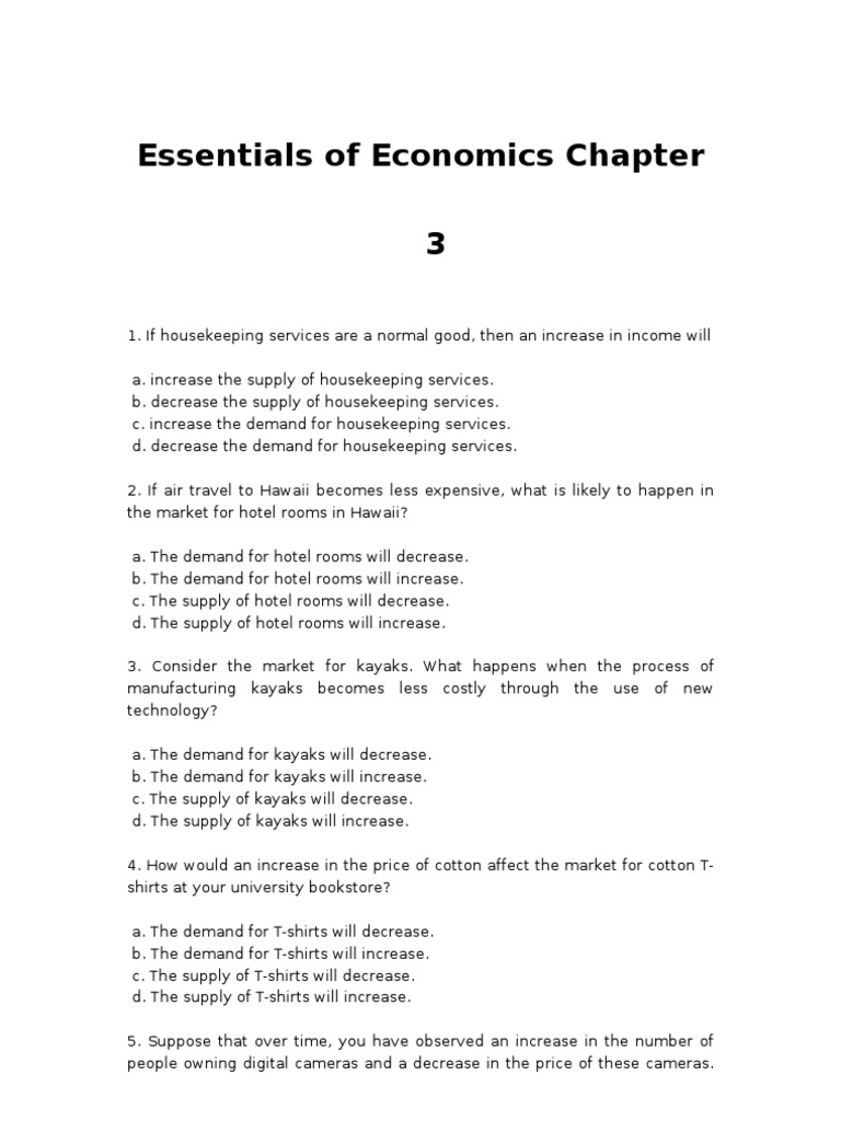 Basic Economics Understanding Test | PDF | Economic Equilibrium ...