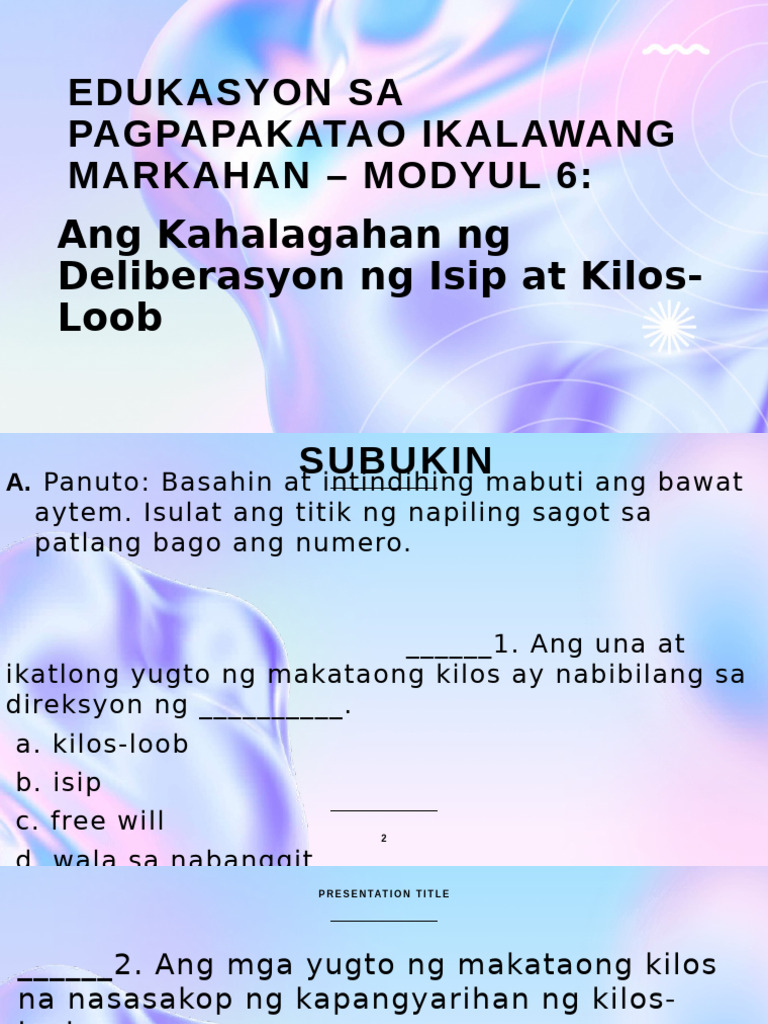 Edukasyon Sa Pagpapakatao Ikalawang Markahan - Modyul 6:: Ang ...