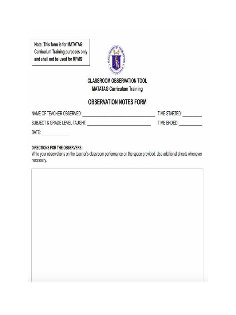 Cot Rating Matatag | PDF