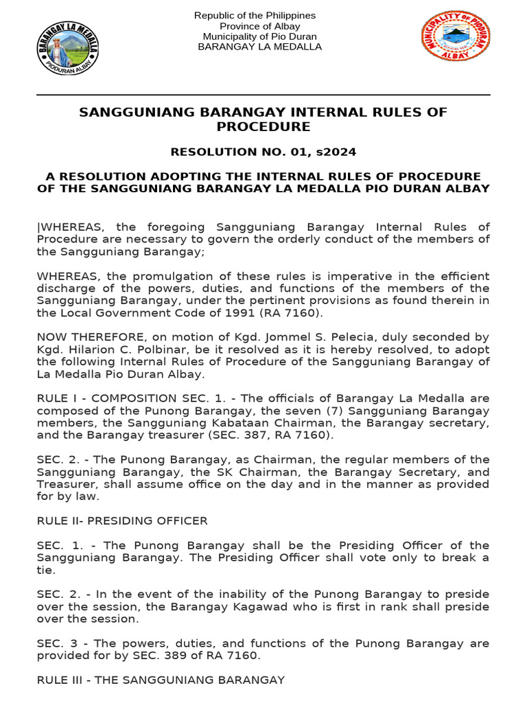 Internal Rules Procedure | PDF | Quorum | Welfare