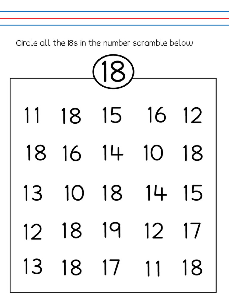 Trace, Cut, and Paste Number Eighteen Math Worksheet | PDF