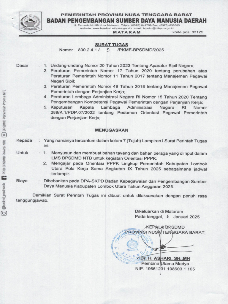 SPT & JADWAL PPPK KLU TAHUN 2025 AKT_000009 | PDF