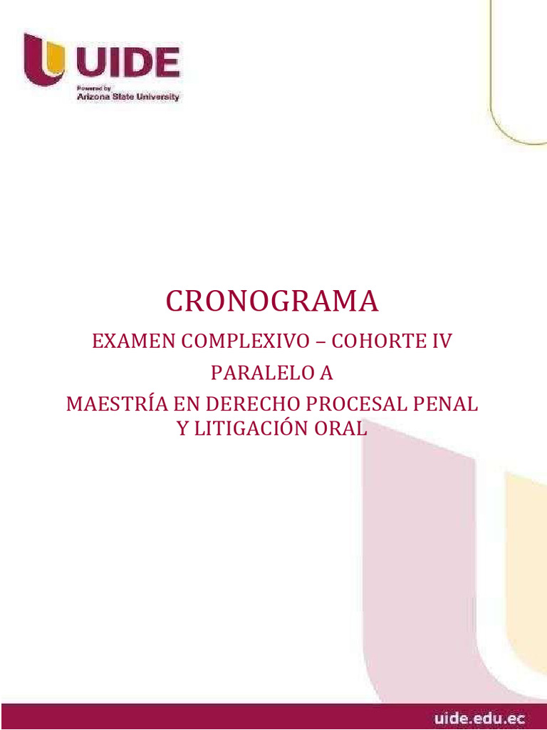 Cronograma Examen Complexivo Maestría DPPL | PDF