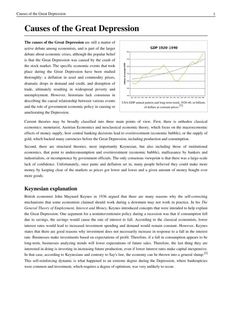 Causes of The Great Depression | PDF | Great Depression | Deflation