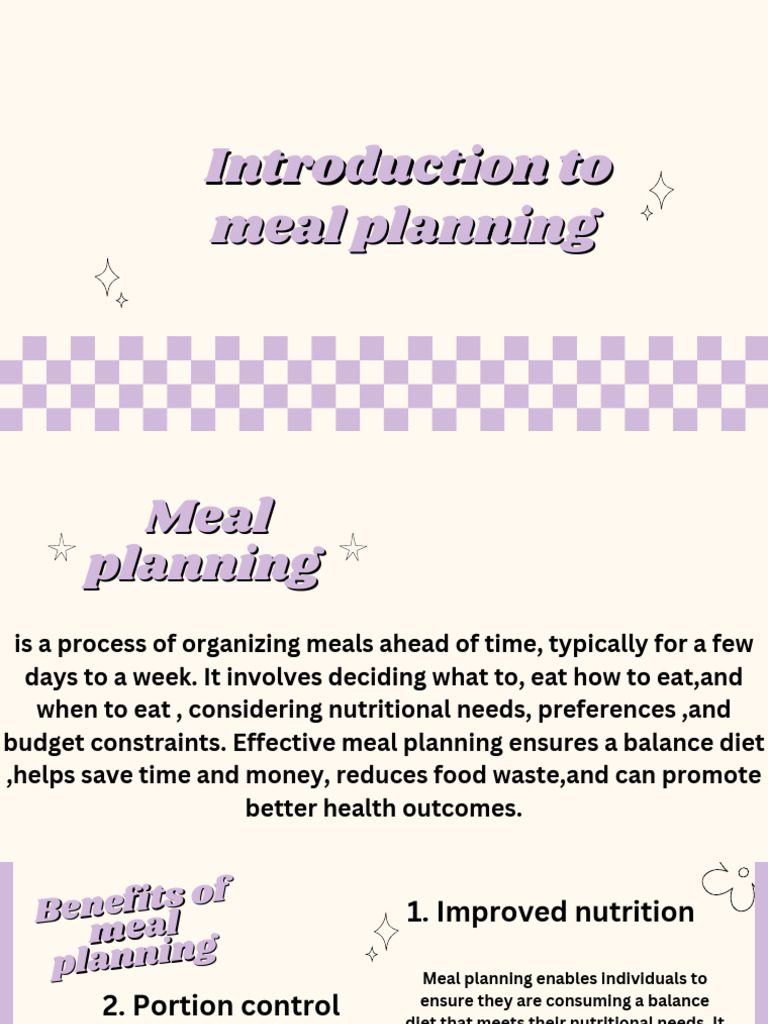 IntroductionTo Meal Planning | PDF | Meal | Diet (Nutrition)