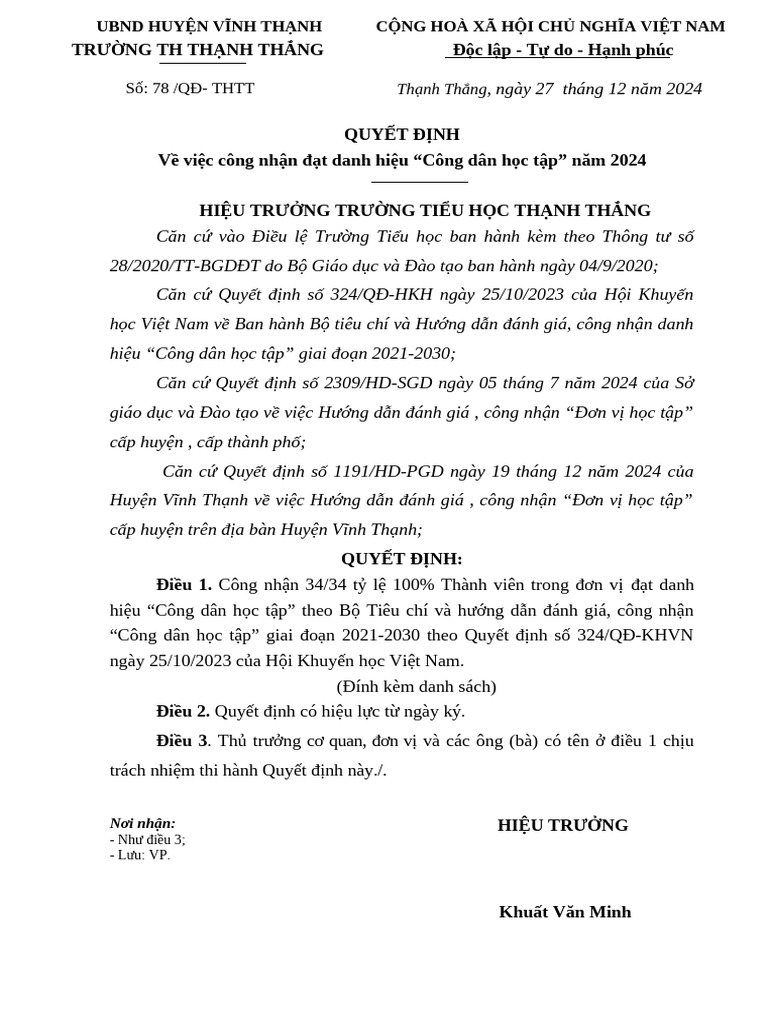 MC TC 3 - QĐ CN CDHT 2024 | PDF