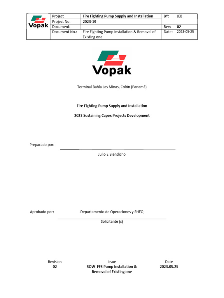 Apendice III - SOW - FFS Pump Replacement 2023 Rev02 (2) | PDF ...