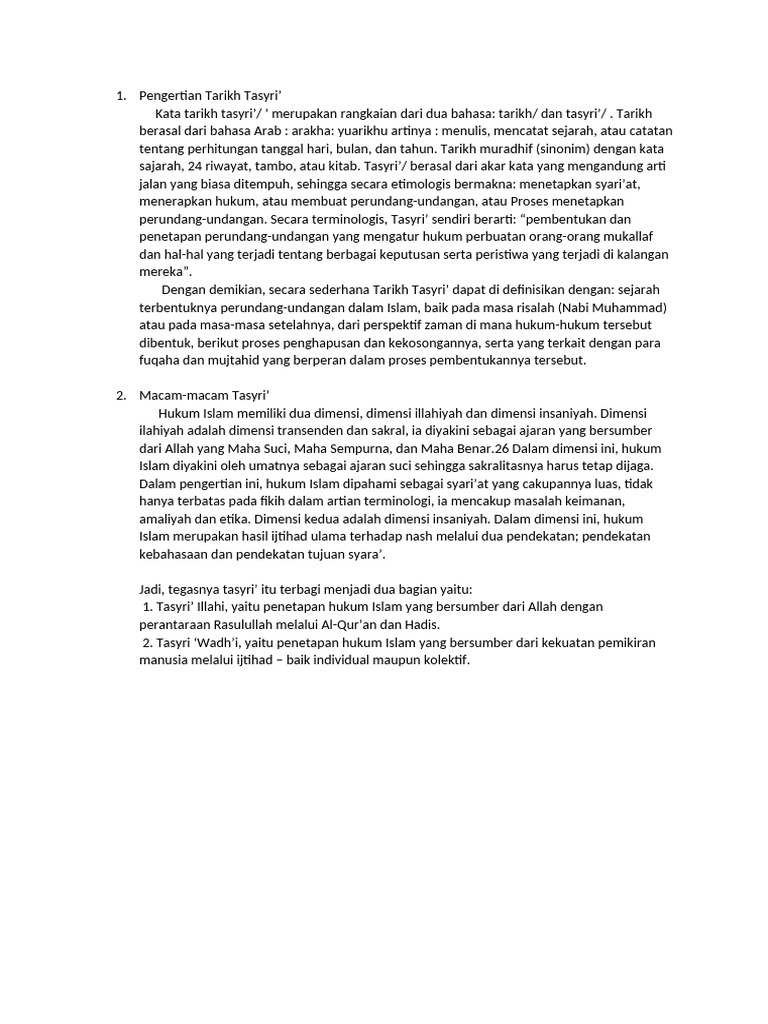 Pengertian Tarikh Tasyri | PDF