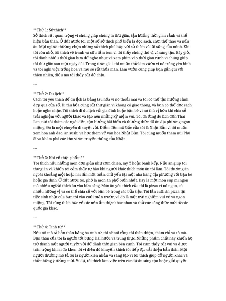 Speaking Cards Vietnamese | PDF
