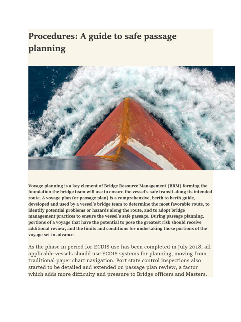 Safe Passage Planning Guide | PDF | Navigator
