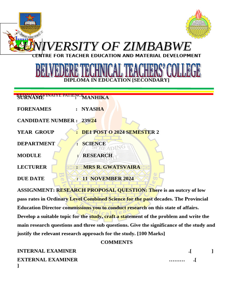Nyasha Research Proposal | PDF | Science | Cognition