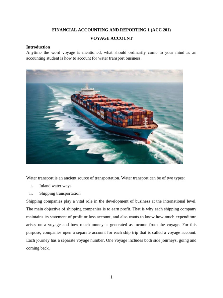 VOYAGE ACCOUNT Lecture Note | PDF | Expense | Debits And Credits
