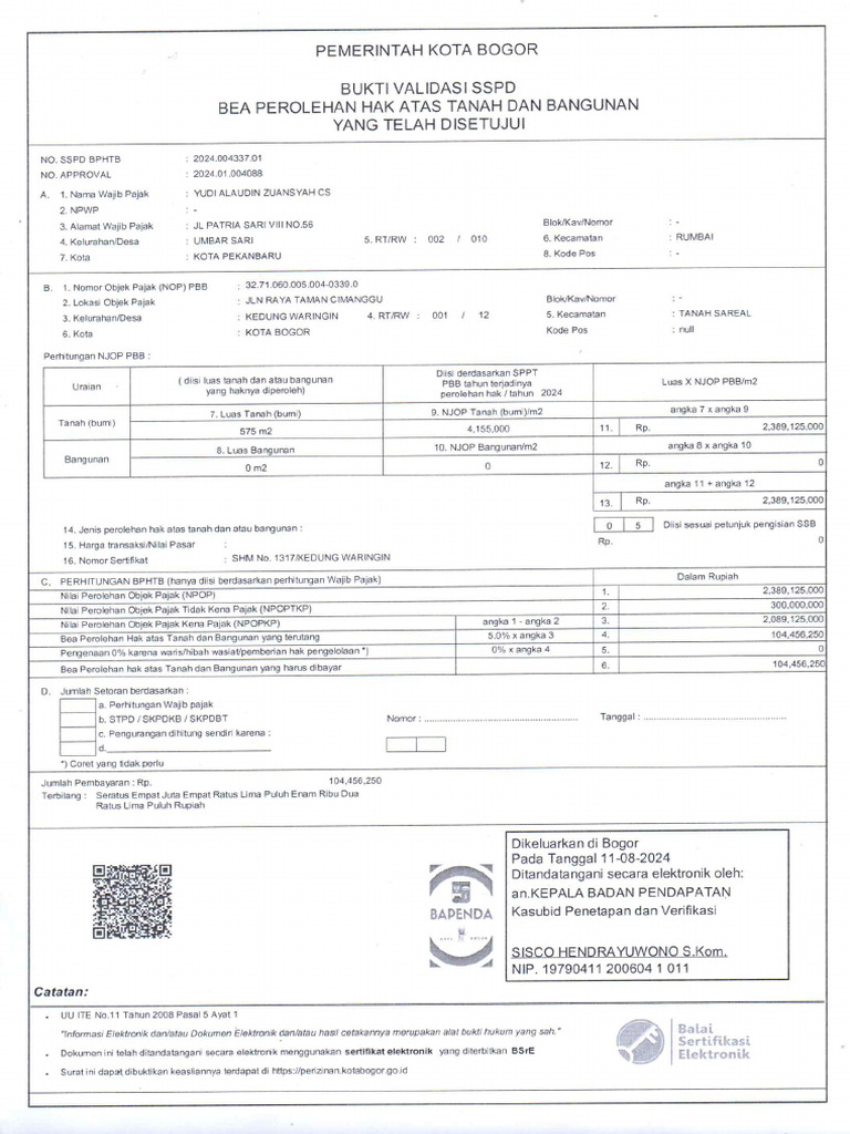 Bukti Validasi SSPD | PDF