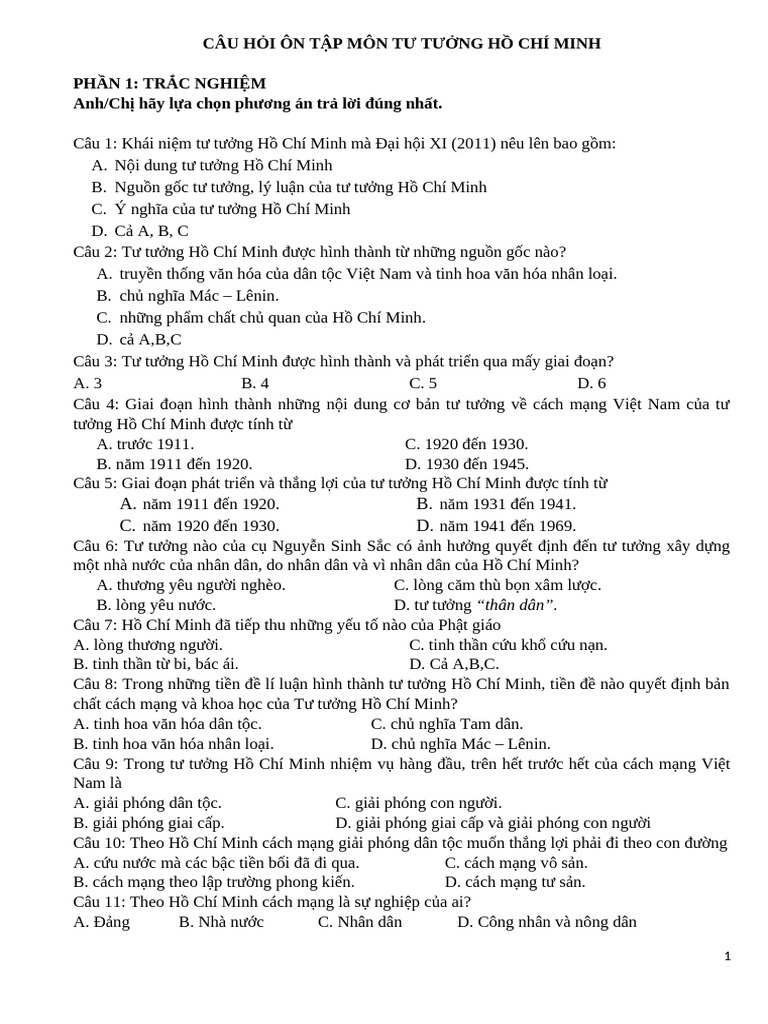 nội dung ôn tập TT HCM thi ngày 10.12 | PDF