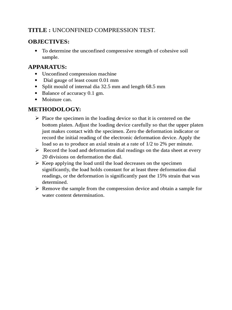 Exp. 6 Unconfined - Compression - Test | PDF | Strength Of Materials ...