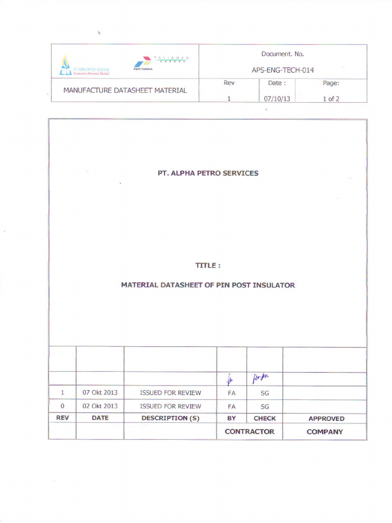MDS_POST INSULATOR_FIX_REV.1 | PDF | Insulator (Electricity ...