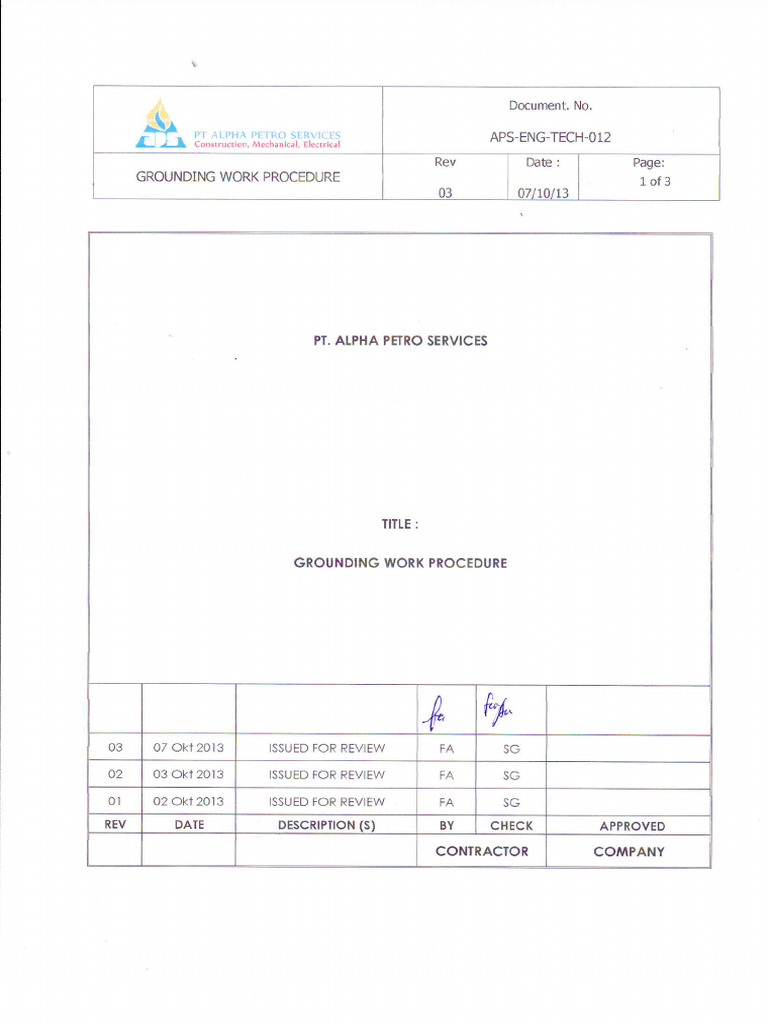 grounding work procedure_rev.3 | PDF | Electrical Engineering | Electricity